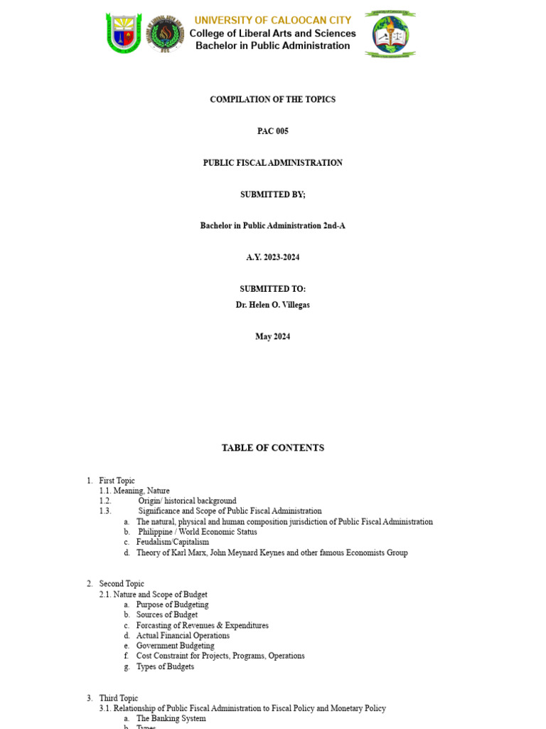 Public Fiscal Administration Topics | PDF | Fiscal Policy | Budget
