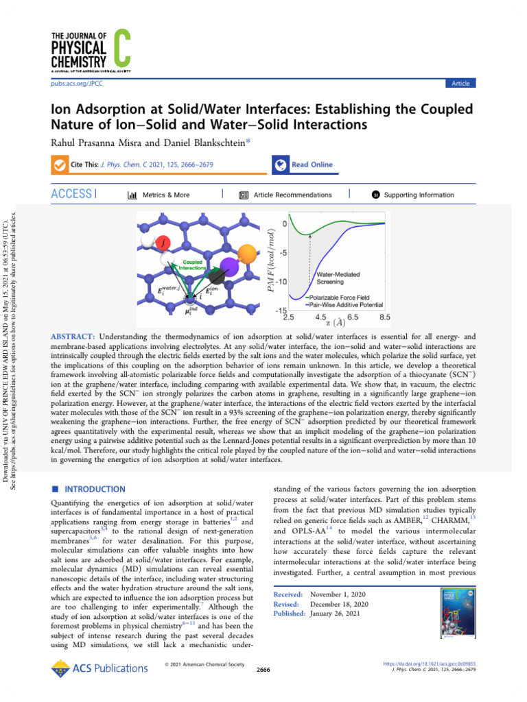 Ion Adsorption at Solid/Water Interfaces: Establishing The Coupled Nature of Ion Solid and Water ...