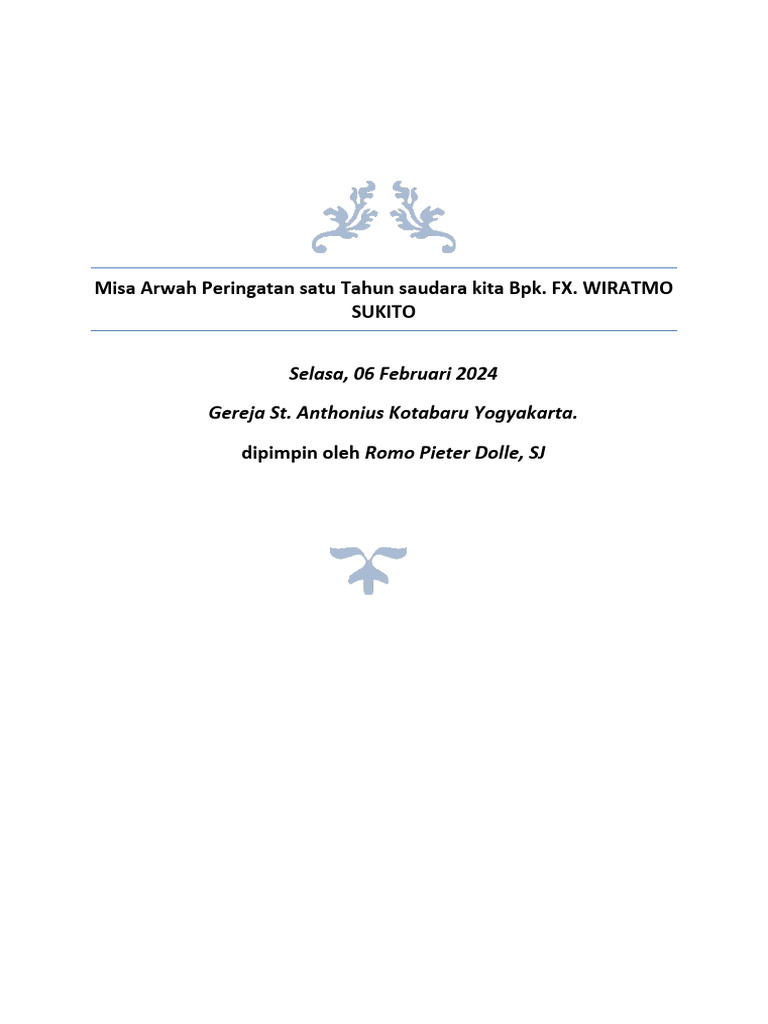 Teks Misa 1 Tahun | PDF