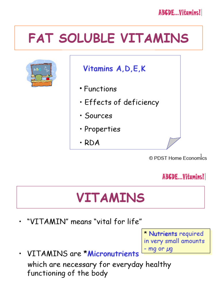 Fat Soluble Vitamins Pdf Vitamin A Vitamin
