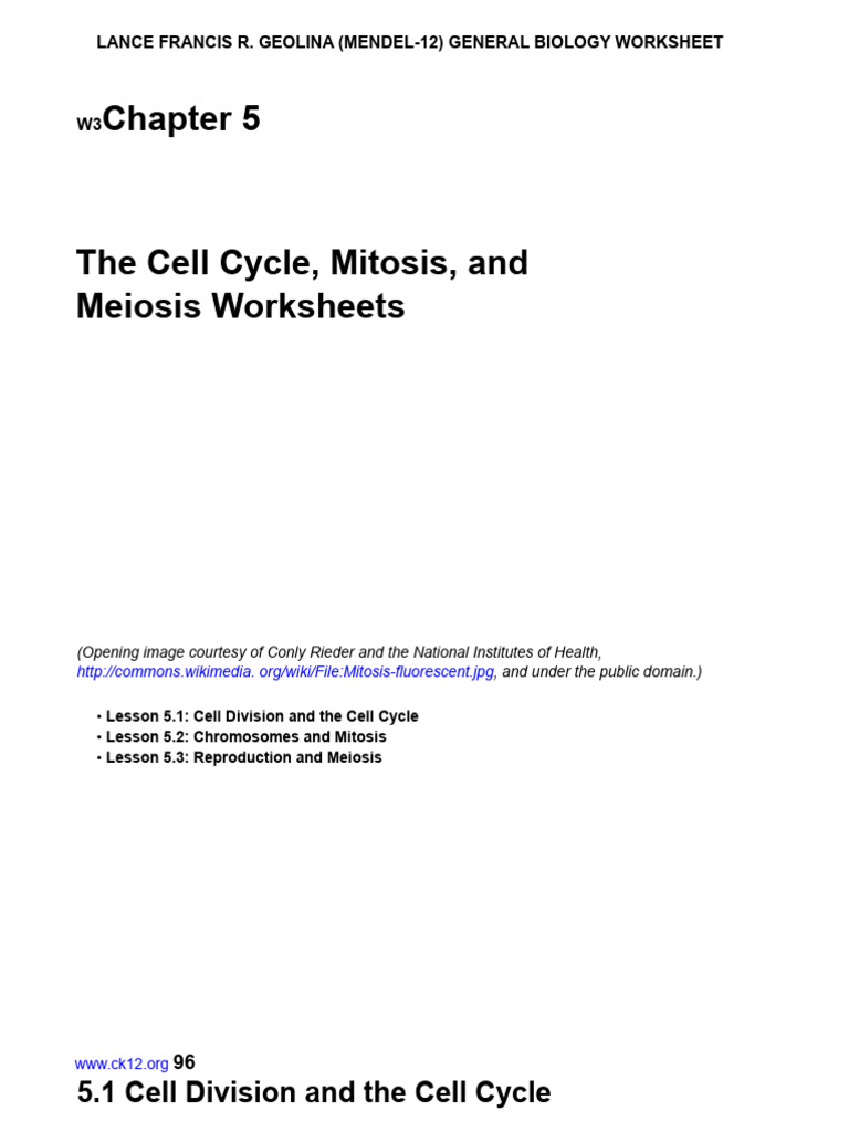 Q1 Biology - Cell Cycle, Meiosis, Mitosis (Geolina, Lance Francis R ...