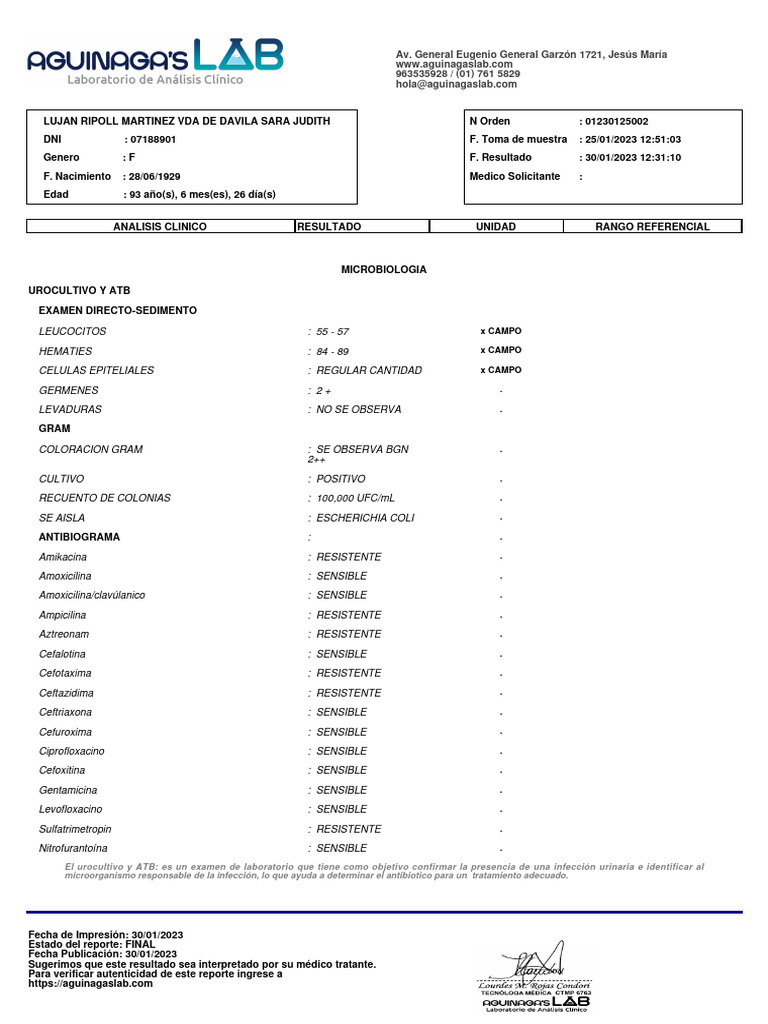 Orueba Uro | PDF | Infección del tracto urinario | Enfermedades y trastornos
