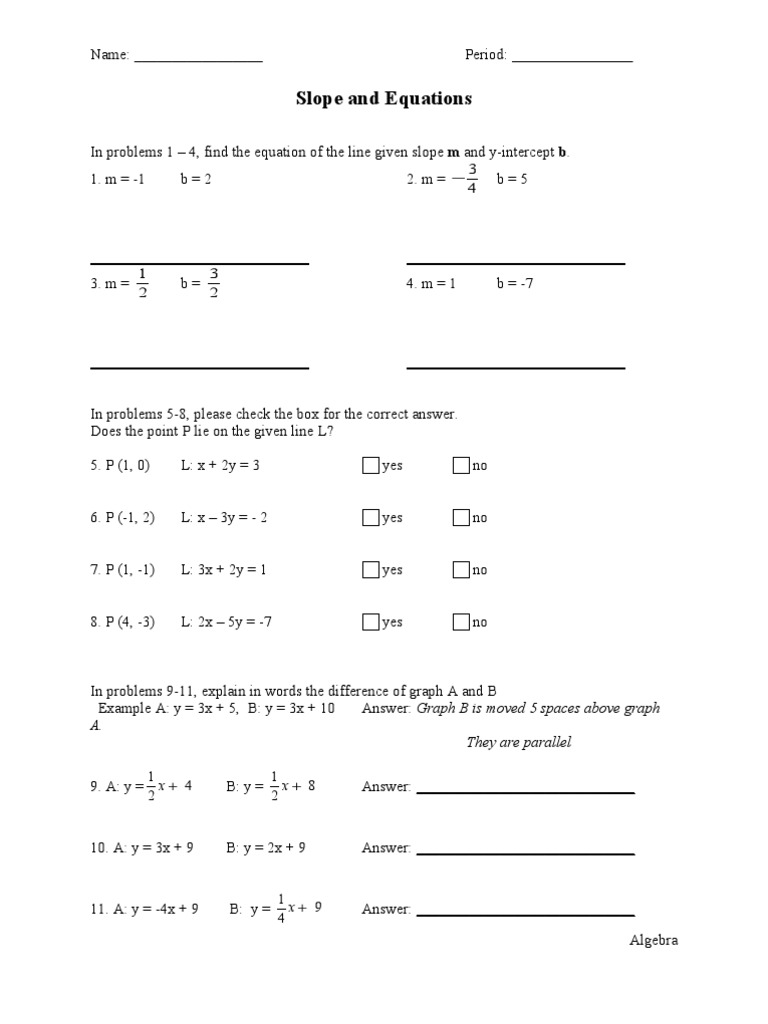 Slope and Equations WS BB | PDF