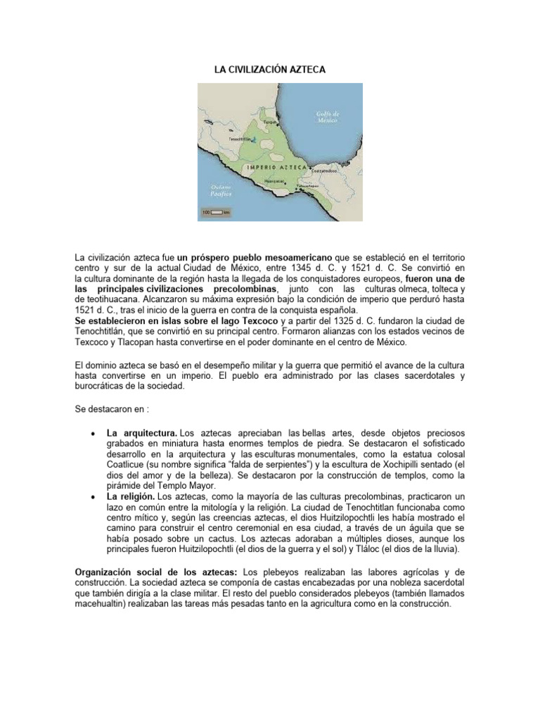 La Civilización Azteca | PDF | Mesoamérica | Cultura de las Americas