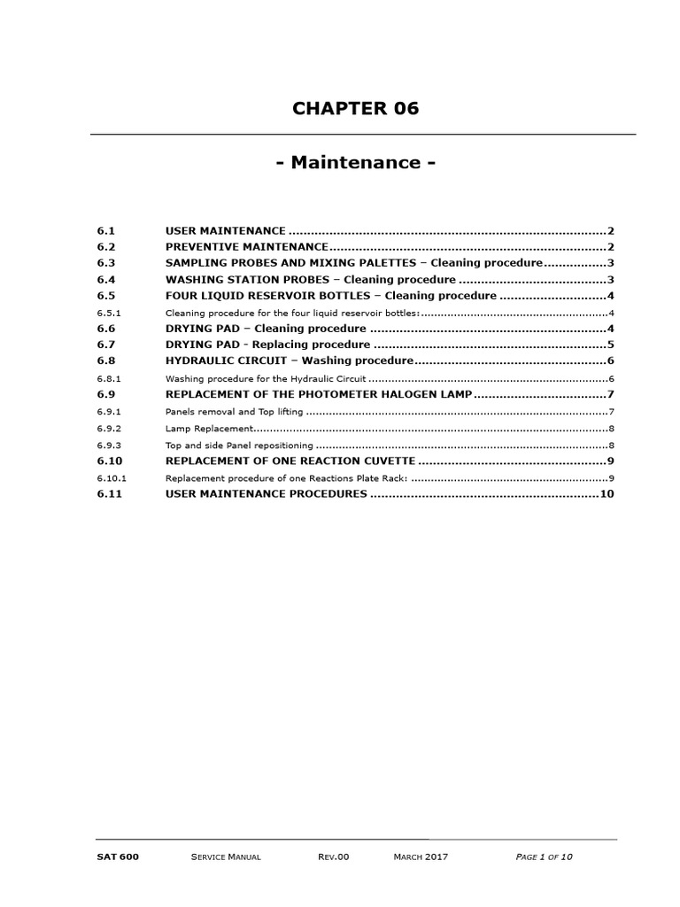SAT 600 - CH 06 - Maintenance - Rev.00 | PDF | Screw | Water