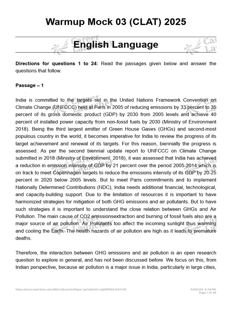 Mock 3 | PDF | Opec | Climate Change Mitigation