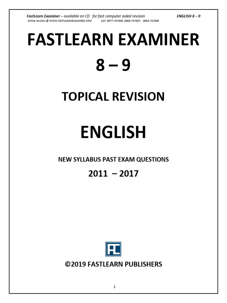 g9 English - Topical Revision 2011 - 2017 | PDF