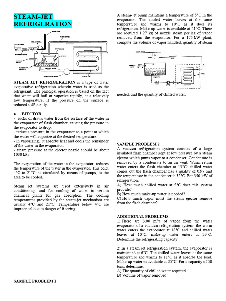 Steam Jet Refrigeration Overview | PDF | Water | Refrigeration