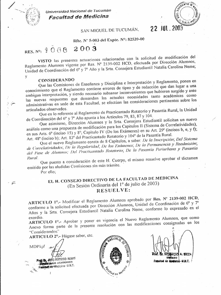 Resol Reglam Alumnos | PDF