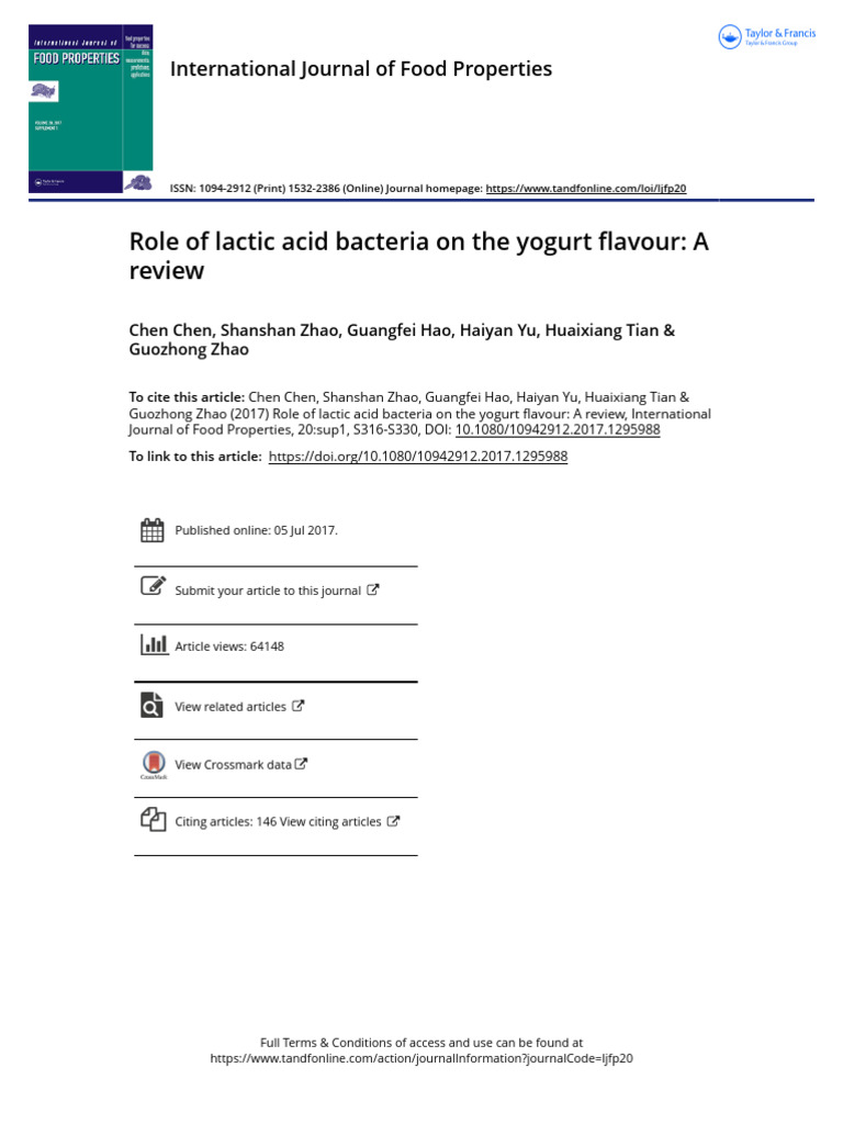 Role of Lactic Acid Bacteria On The Yogurt Flavour A Review | PDF ...