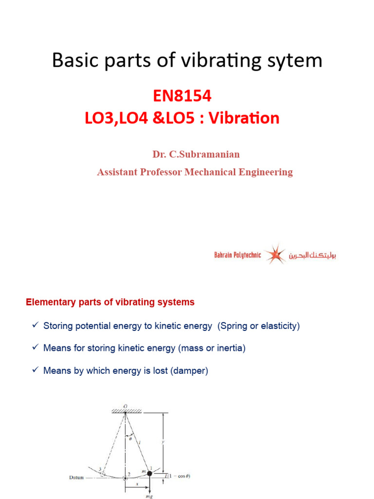 Basic parts of vibrating system (1) | PDF | Damping | Mechanics