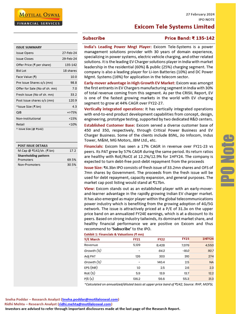 Ex i Com Tele System 280224 | PDF | Securities Exchange Act Of 1934 ...