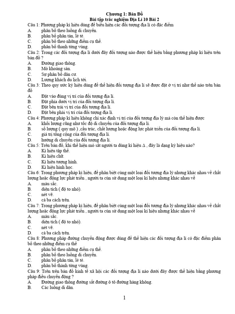 Bai Tap Trac Nghiem Dia Ly 10 | PDF