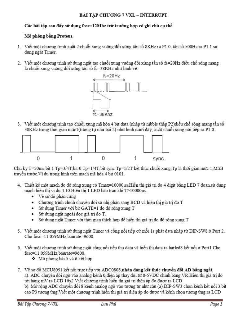 BÀI TẬP CHƯƠNG 7 VXL | PDF