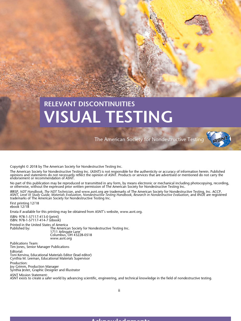 Relevant Discontinuities Visual Testing (VT) | PDF | Welding | Construction