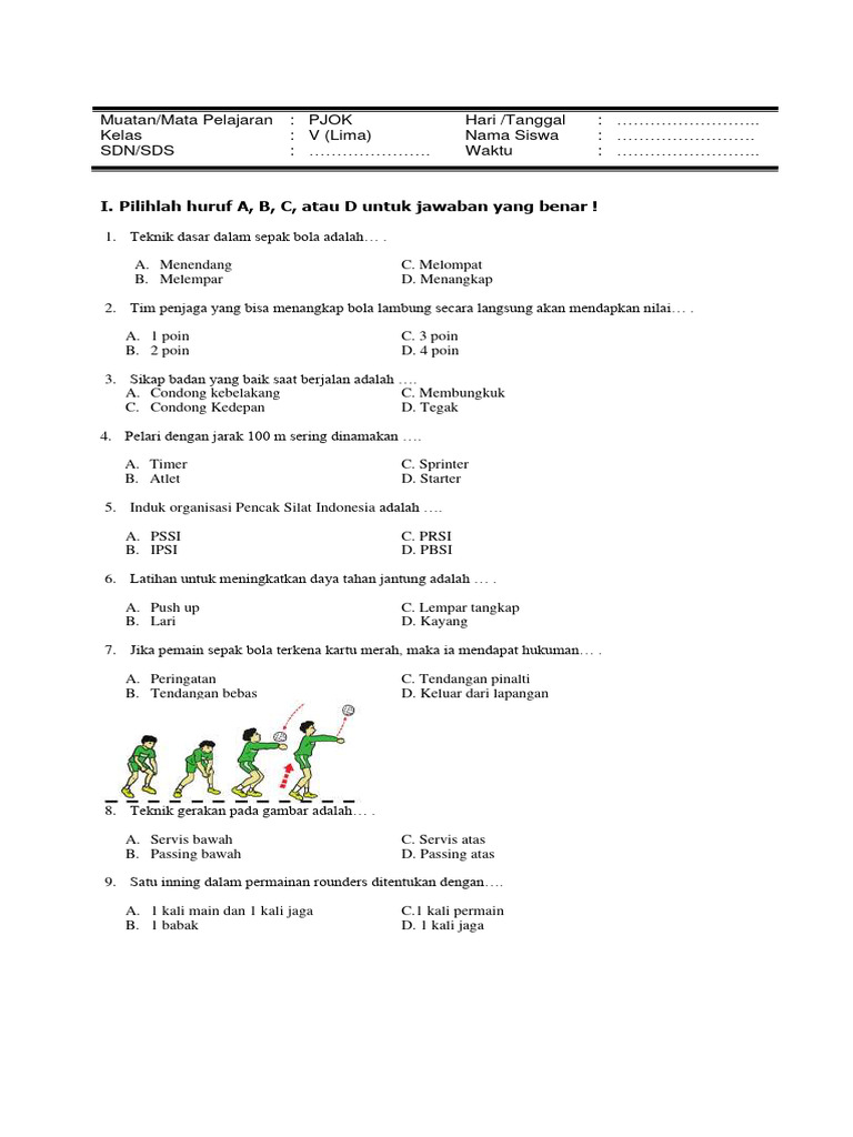 Soal PJOK Kelas 5 SD | PDF