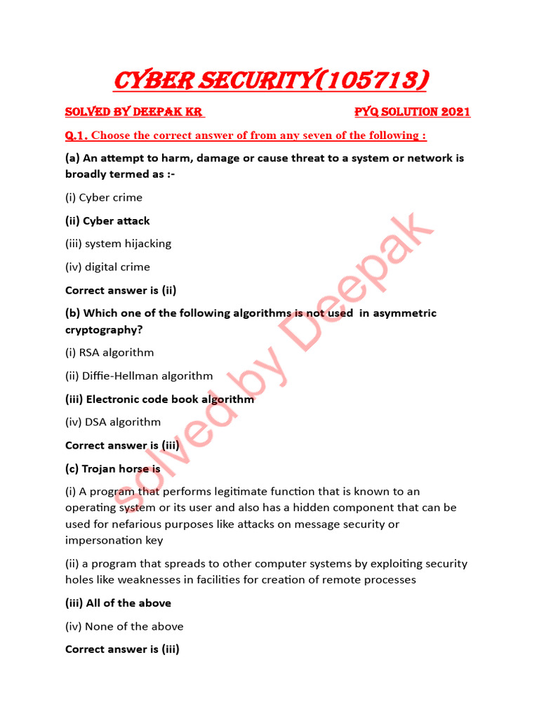 Cybersecurity Concepts and Solutions | PDF | Security | Computer Security