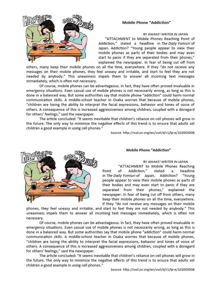 Texto Mobile Phone Addiction | PDF | Mobile Phones | Text Messaging