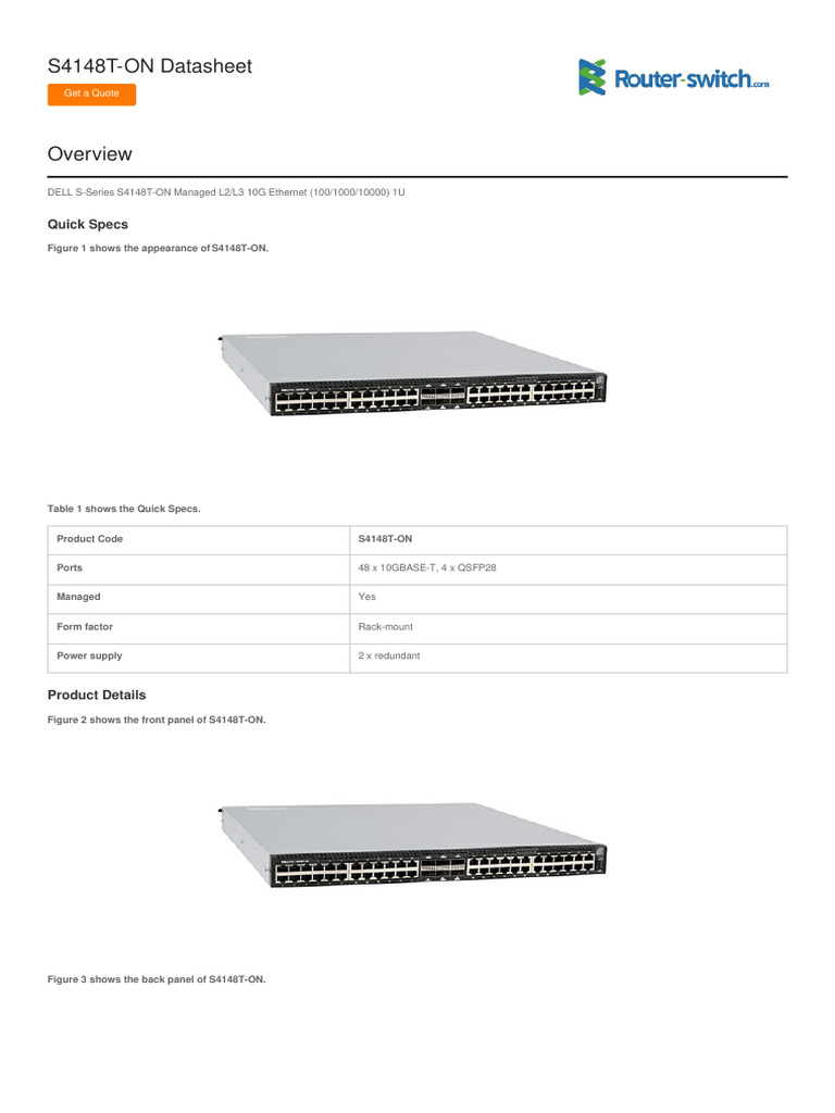 s4148t-on-datasheet | PDF | Network Switch | Data Center
