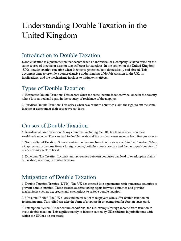 DTT - UK - Double Taxation | PDF | Double Taxation | Taxes