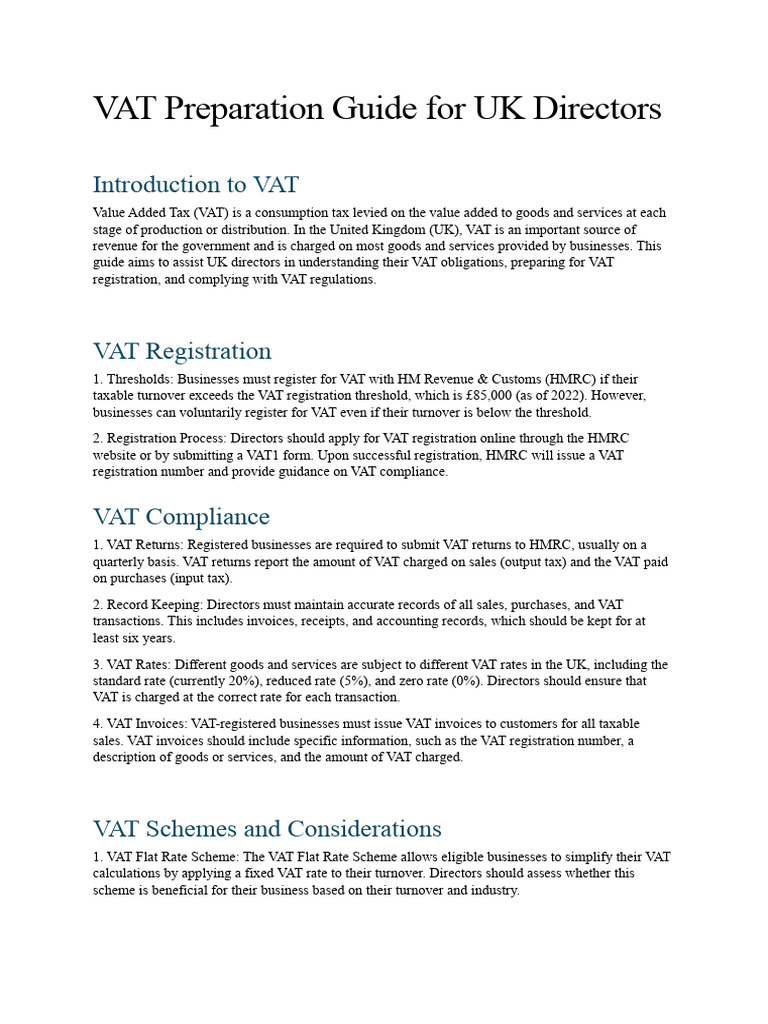 VAT_Guide_UK_Directors | PDF | Value Added Tax | Taxes