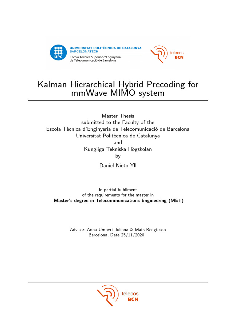 Kalman Hierarchical Hybrid Precoding For Mmwave MIMO System | PDF | Mimo | Extremely High Frequency