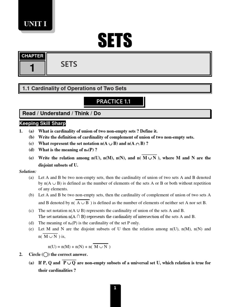 Chapter 1 Sets Pdf Set Mathematics Empty Set