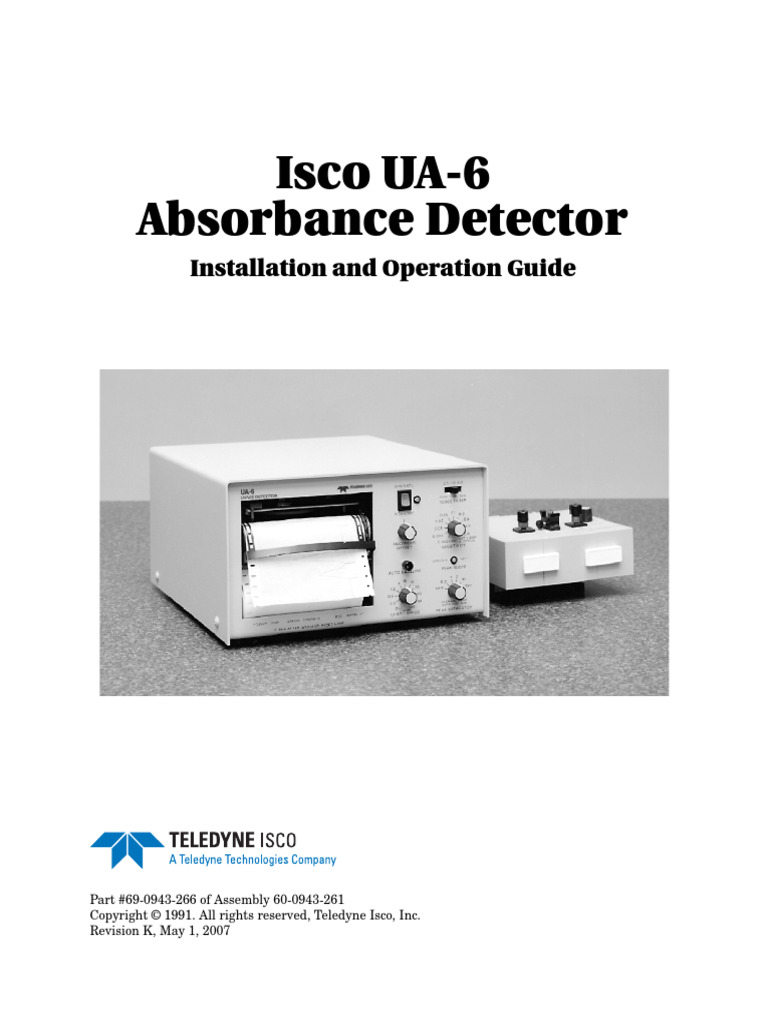 Isco UA-6 Absorbance Detector Installation and Operation Guide | PDF ...
