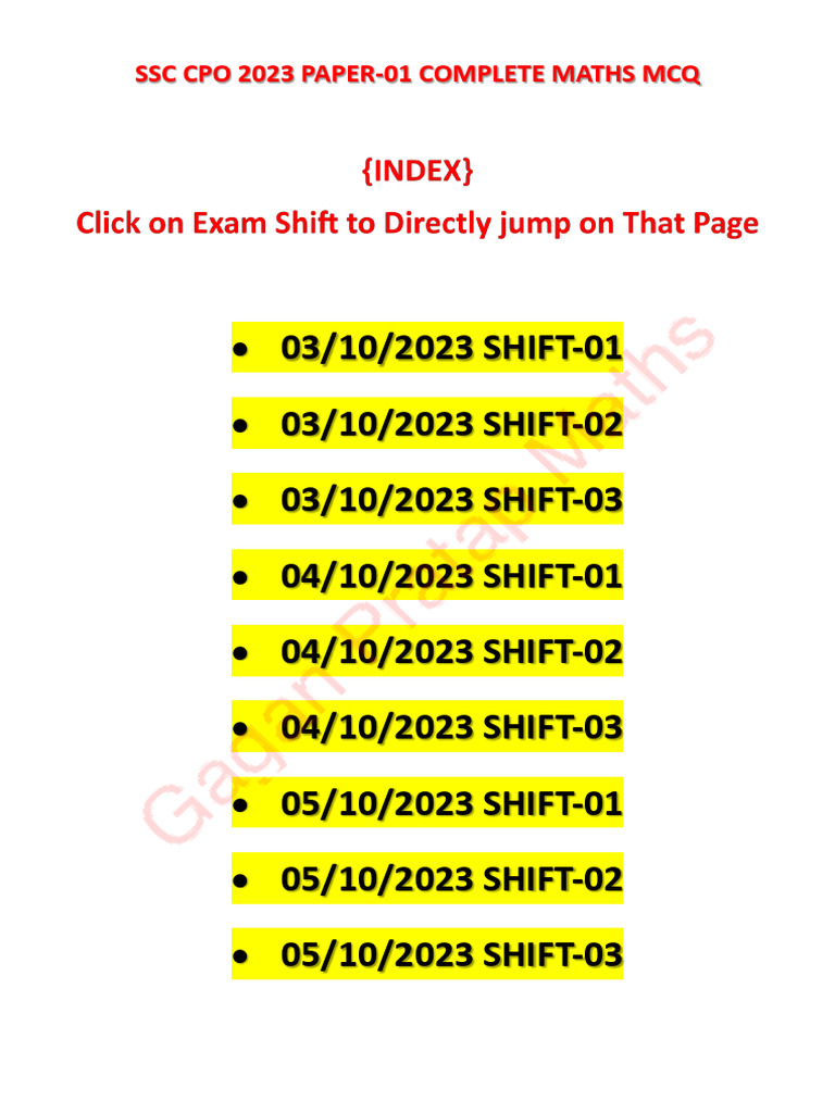Ssc Cpo 2023 Complete Maths Compilation (Hindi) Mock | PDF