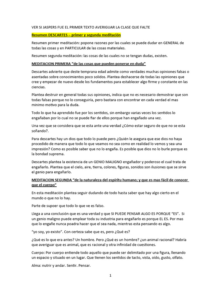 Resu Descart | PDF | René Descartes | Verdad