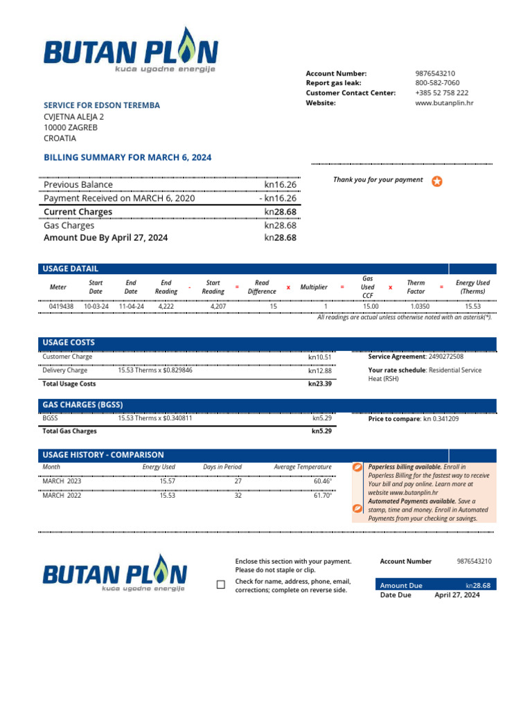 Butan Plin Billing Summary - March 2024 | PDF | Gases
