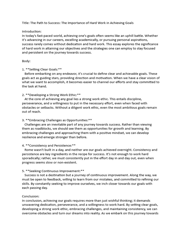 Work Hard | PDF | Goal | Motivational