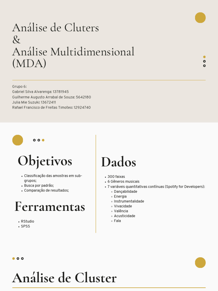 Análise de Cluters & Análise Multidimensional (MDA) | PDF | Distância | Análise de cluster