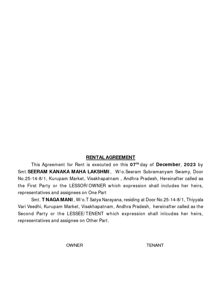 Rental Agreement Draft | PDF | Lease | Leasehold Estate