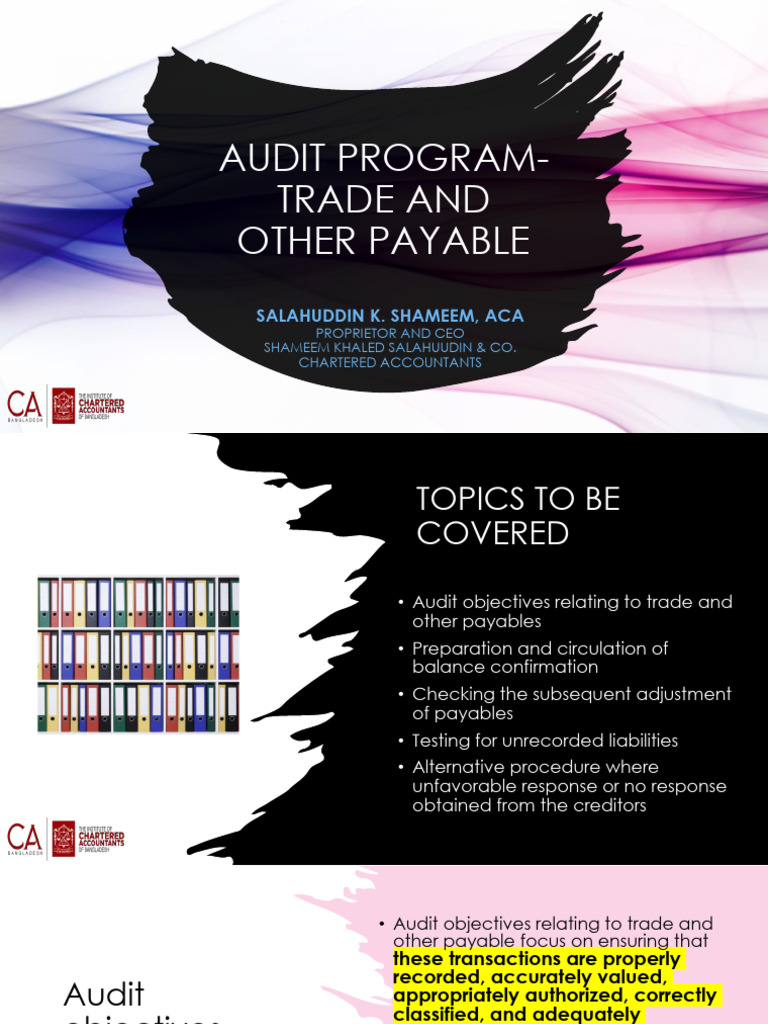 AUDIT PROGRAM- TRADE AND OTHER PAYABLE | PDF | Audit | Accounts Payable
