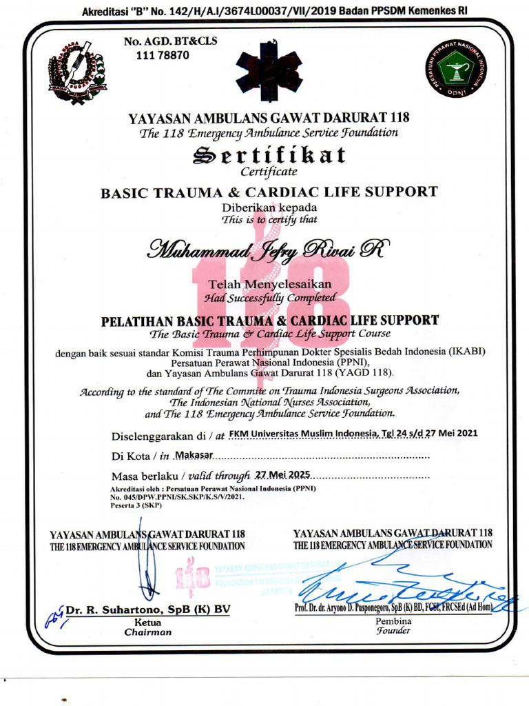 Sertifikat BTCLS | PDF