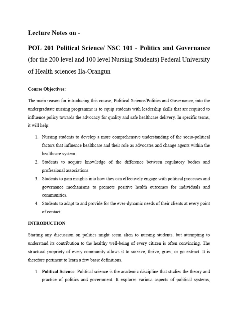 Political Science - Lecture - Note | Download Free PDF | Health Care ...
