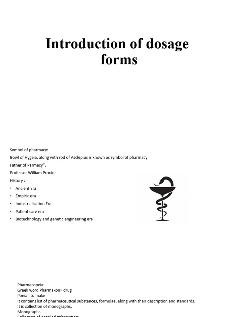 Introduction of Dosage Forms | PDF | Wellness | Science & Mathematics