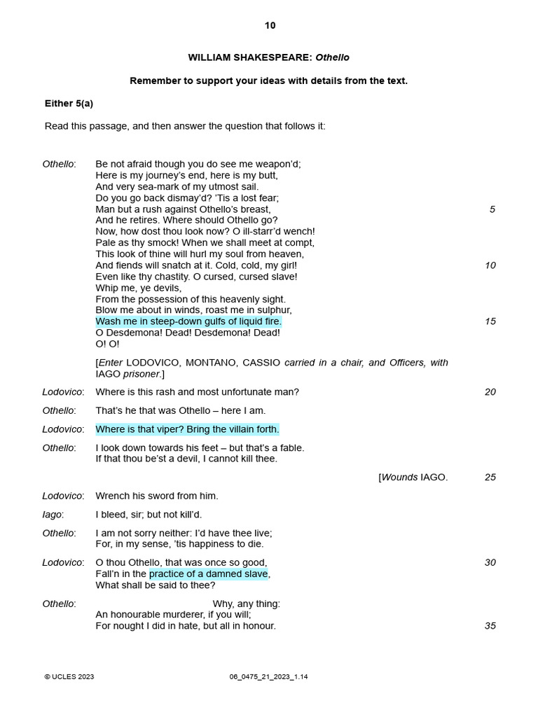 Extract | PDF | Othello | Iago