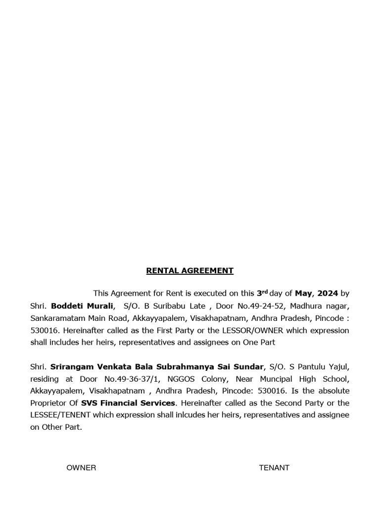 Rental Agreement Draft | Download Free PDF | Lease | Renting