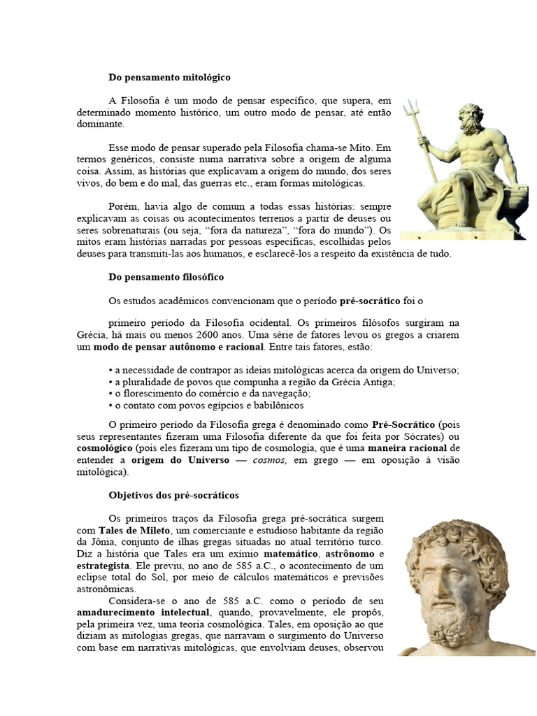 Atividade 1 | Download grátis PDF | Mitologia grega | Filosofia Grega ...