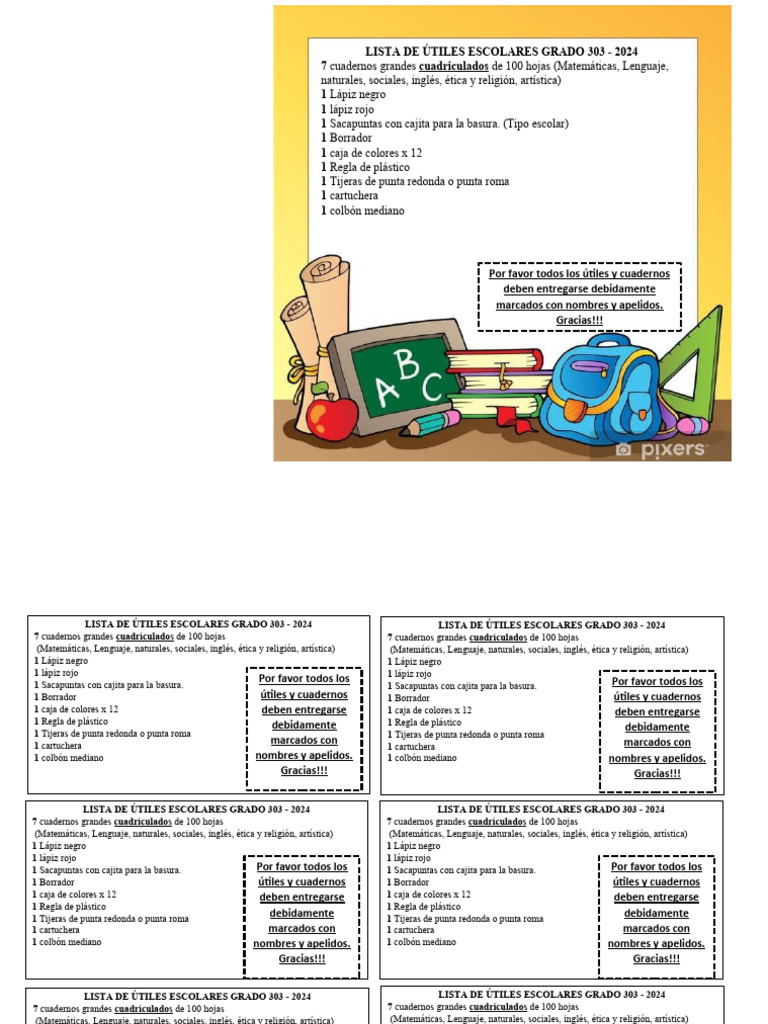 Útiles Escolares | PDF | Grafito | Implementos de escritura