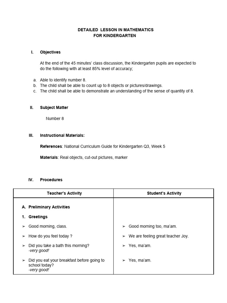 Detailed Lesson Plan For Initial Demo Teaching | PDF