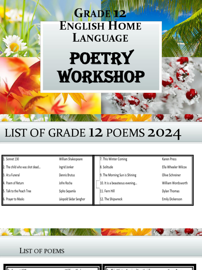 Poetry Workshop 2024 | PDF | Poetry | Essays