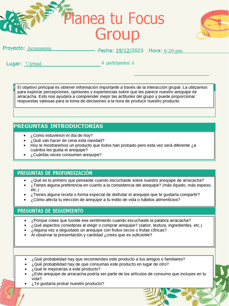 PLANTILLA FOCUS GROUP | PDF