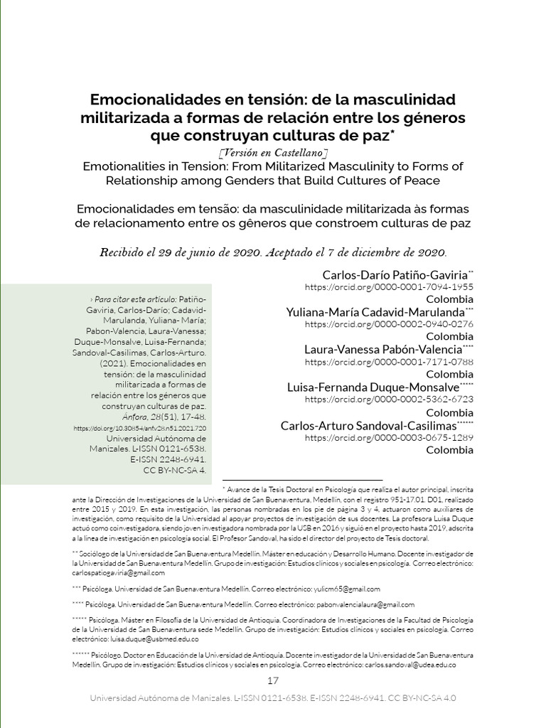 Emocionalidades en Tension | PDF | Masculinidad | Las emociones