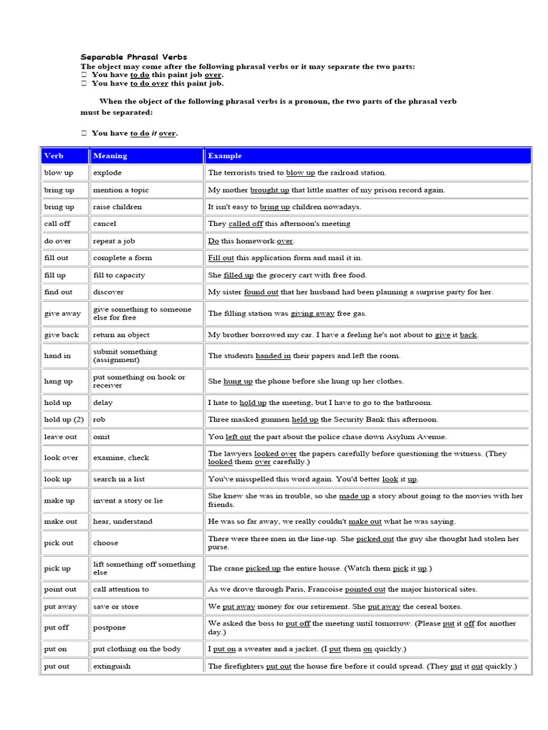 Phrasal Verbs | PDF | Verb | Object (Grammar)