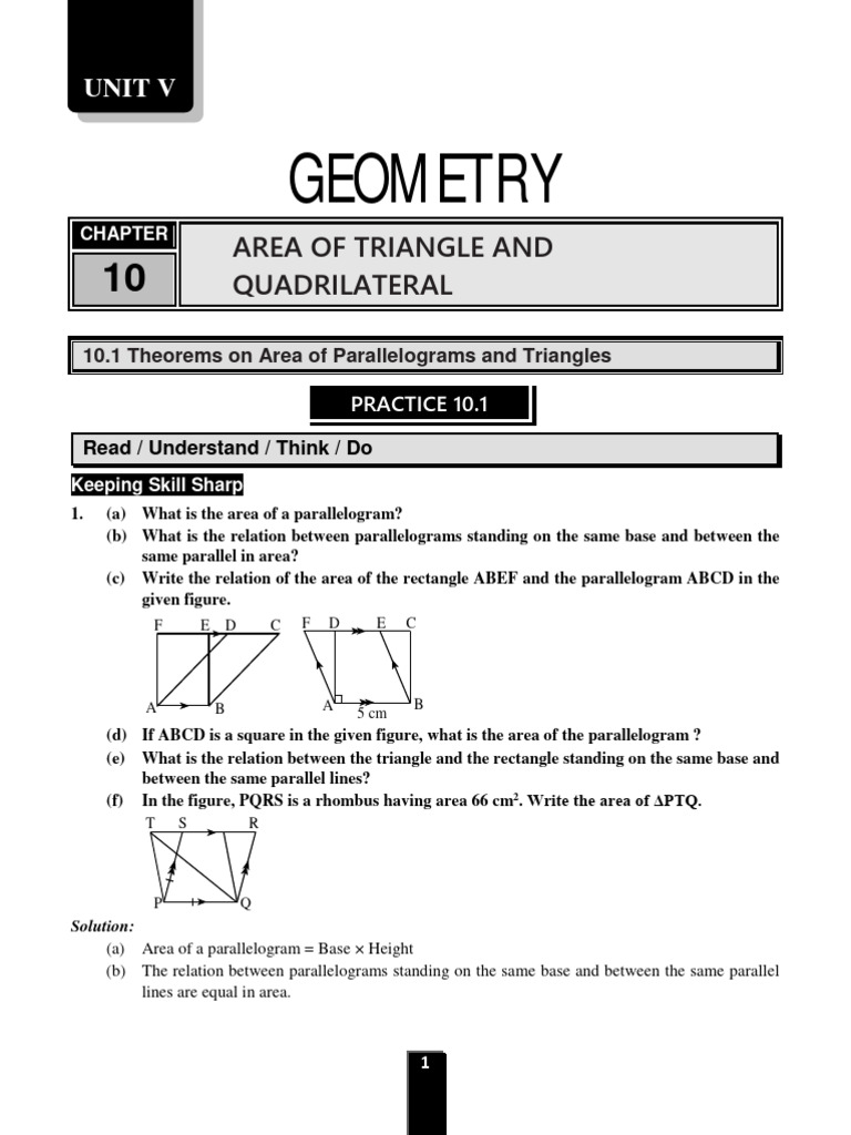 Area Relations in Parallelograms and Triangles | PDF | Area | Rectangle