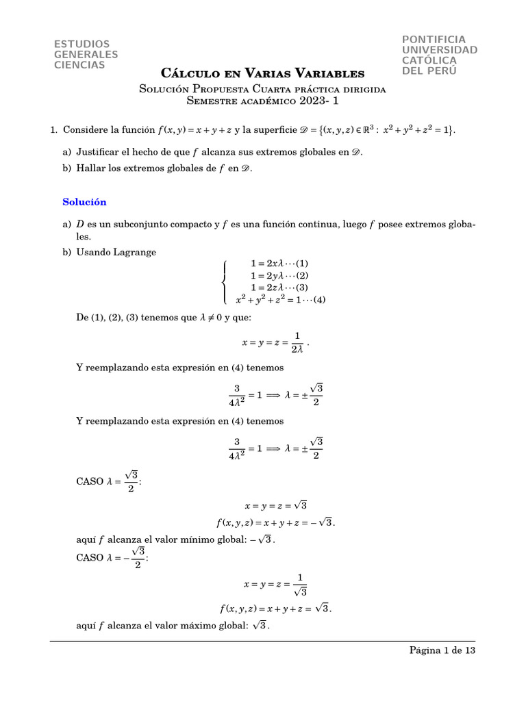 Solución Pd4 Cal V 2023 I | PDF | Función (Matemáticas) | Funciones y mapeos