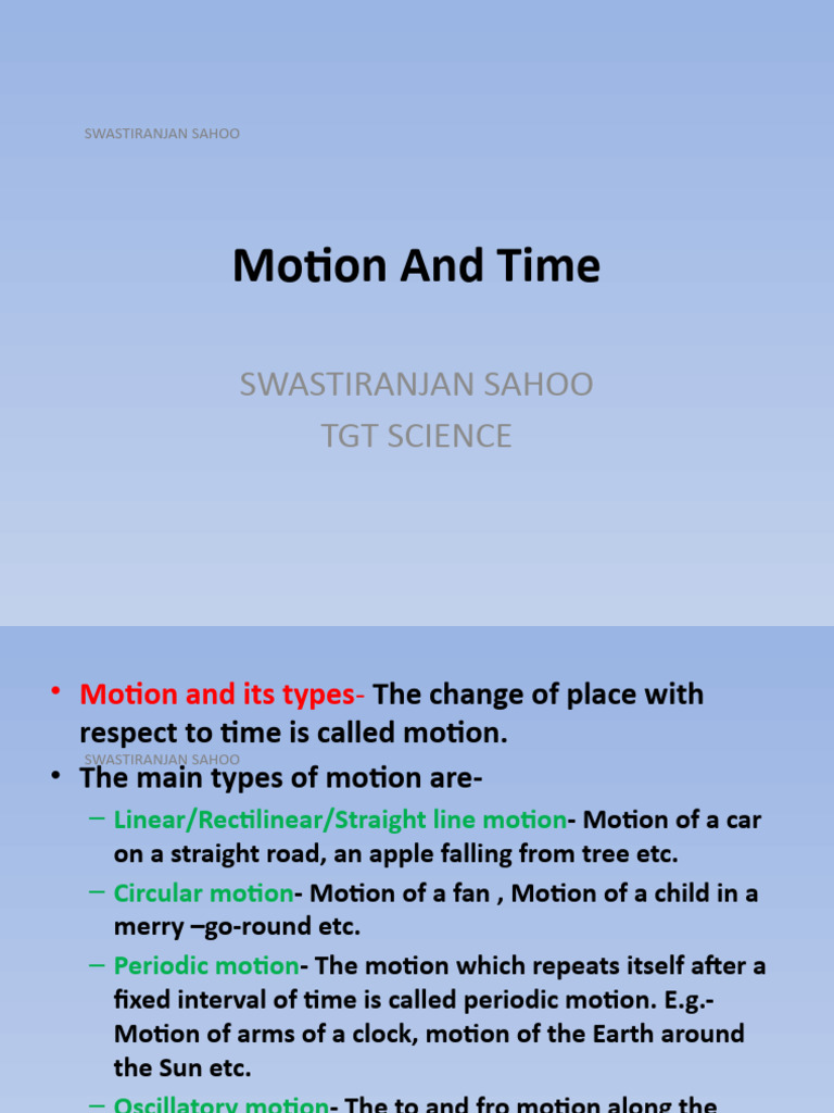 Motion and Time Basics | PDF | Speed | Pendulum